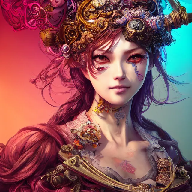 the portrait of chaotic neutral semi - colorful female | Stable ...