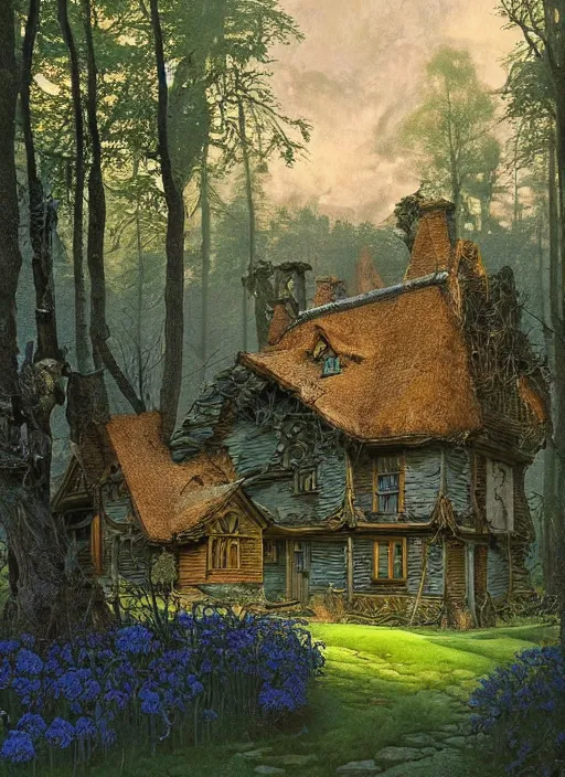 hyper realistic witch cottage rococo in the woods | Stable Diffusion ...