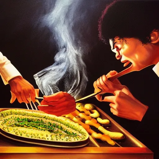 michael jackson cooking a bbq, abstract oil painting | Stable Diffusion ...
