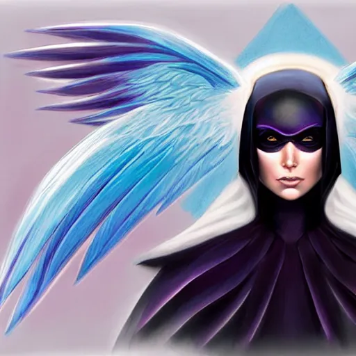 character portrait of a modest robed raven angel with | Stable ...