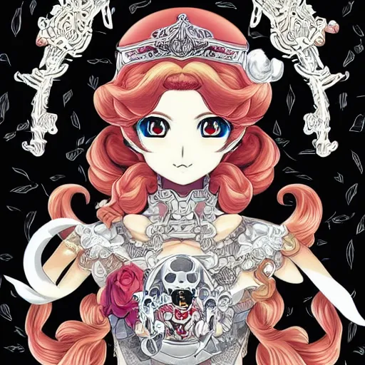 anime manga skull portrait young woman, princess peach | Stable ...