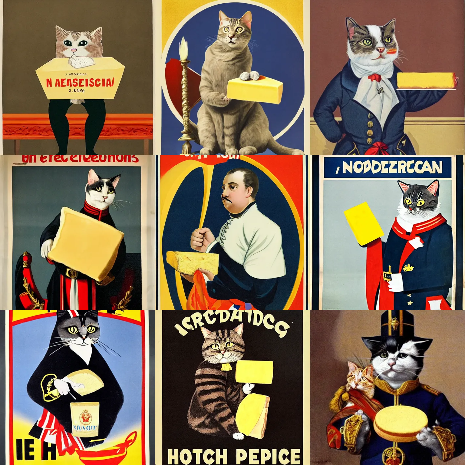 a propaganda poster depicting a cat dressed as french | Stable Diffusion