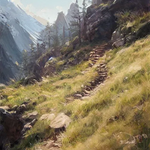 Time to climb the mountain path, an expressive oil | Stable Diffusion | OpenArt