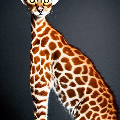 a feline girafe - cat - hybrid, animal photography | Stable Diffusion