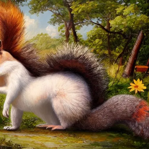 a giant fluffy squirrel carrying emma watson on its | Stable Diffusion ...