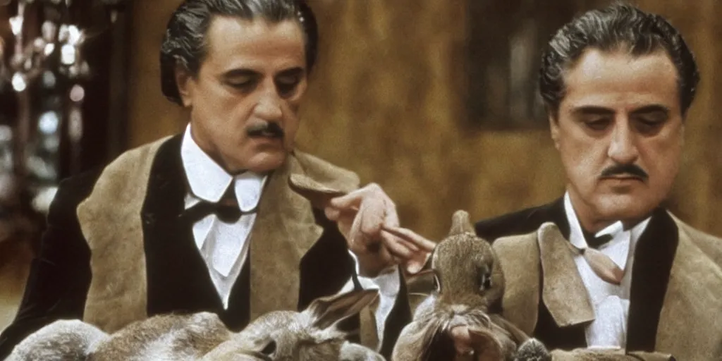 a rabbit as vito corleone in the movie the godfather, | Stable ...