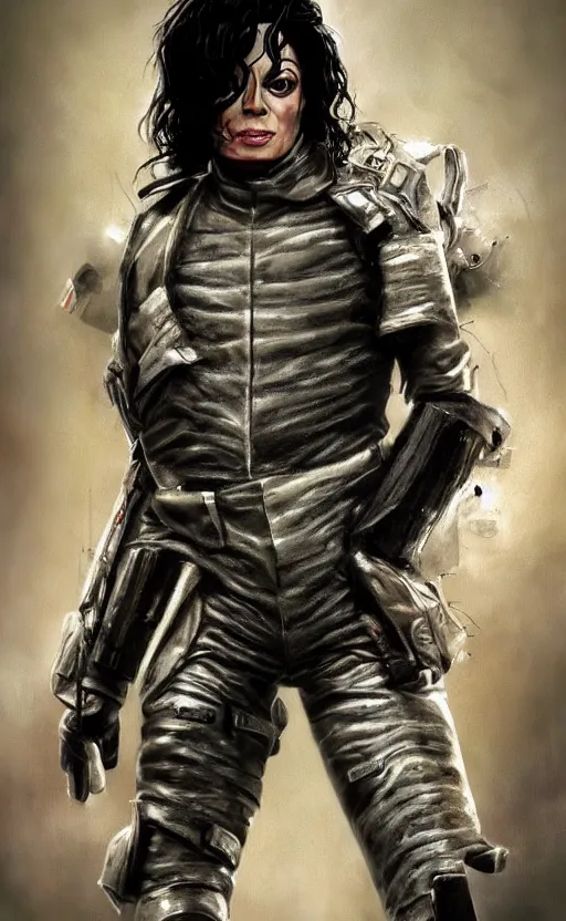 Michael Jackson as a cyborg soldier, running near the | Stable ...