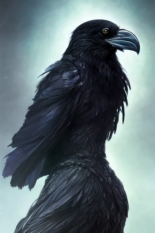 Majestic and regal portrait of a female Raven, DC | Stable Diffusion