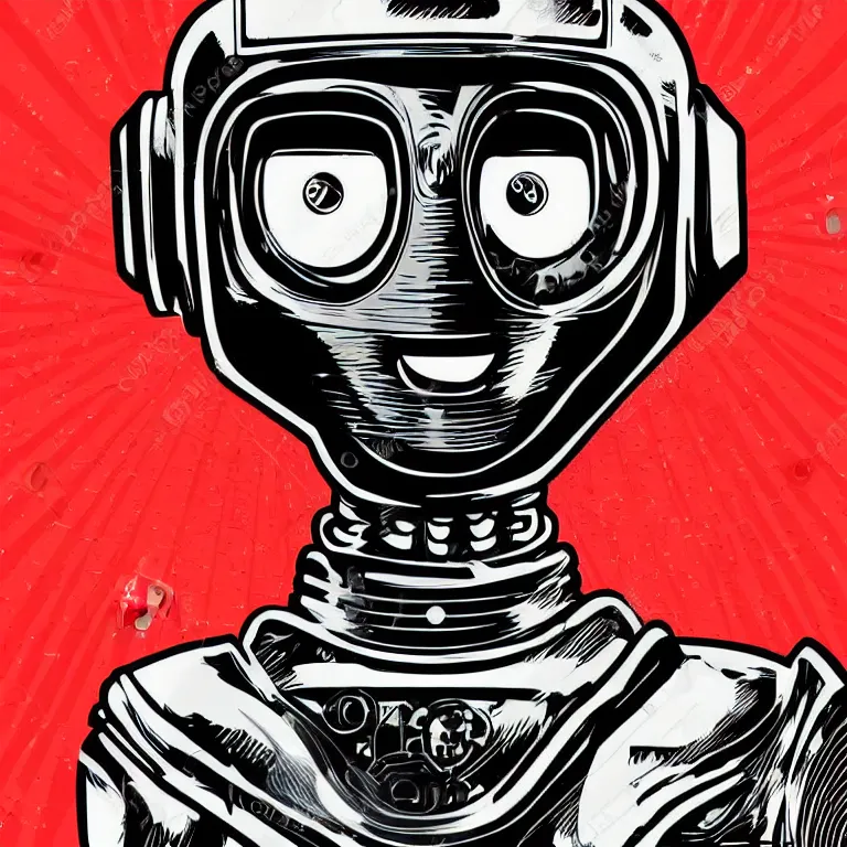Retro-wave portrait of Soviet Robot in style of retro | Stable ...