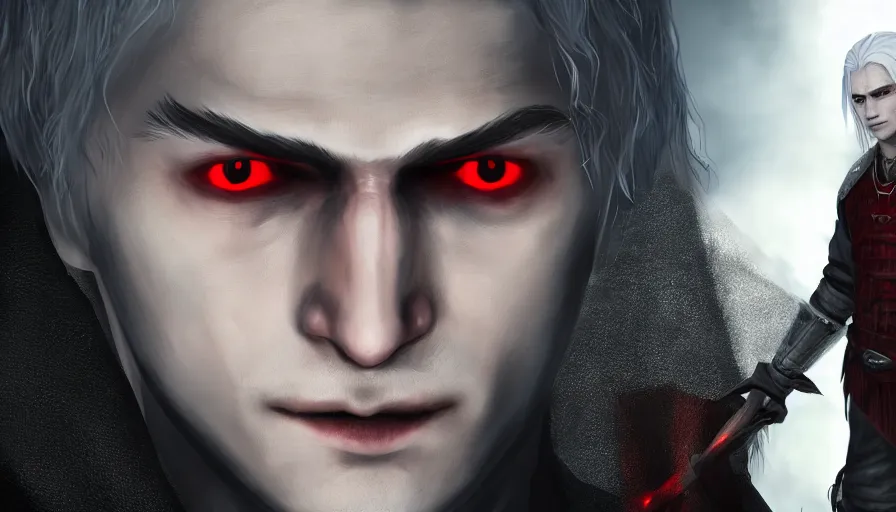 a digital art portrait of a young vampire witcher with | Stable ...