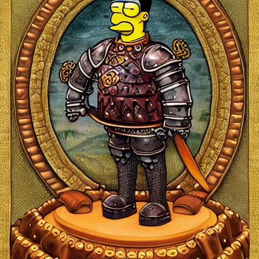 portrait of homer simpson wearing armor, dark fantasy, | Stable ...