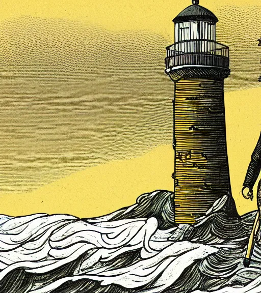 detailed illustration of a 1 8 th century lighthouse | Stable Diffusion ...