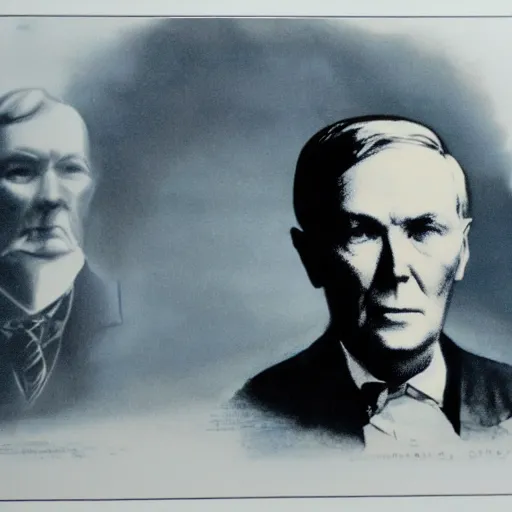 double exposure lithograph of john d rockefeller and | Stable Diffusion ...