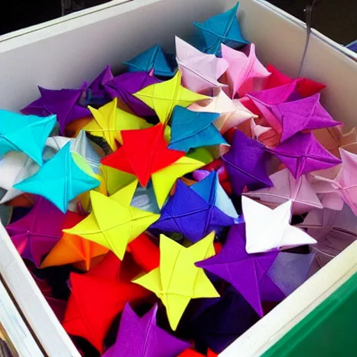 a container full of puffy colored origami stars, | Stable Diffusion ...
