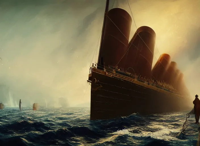 The sinking of the Titanic, digital painting, | Stable Diffusion | OpenArt