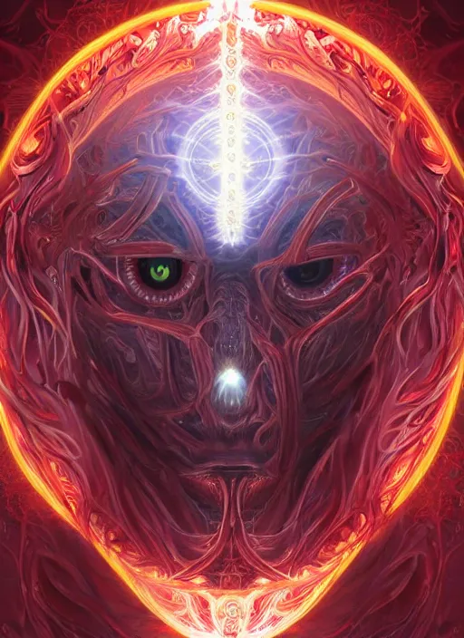 cthonic resonance, red and white fractal glowing eyes, | Stable ...