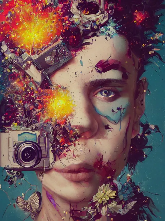 art portrait of camera with flower exploding out of | Stable Diffusion ...