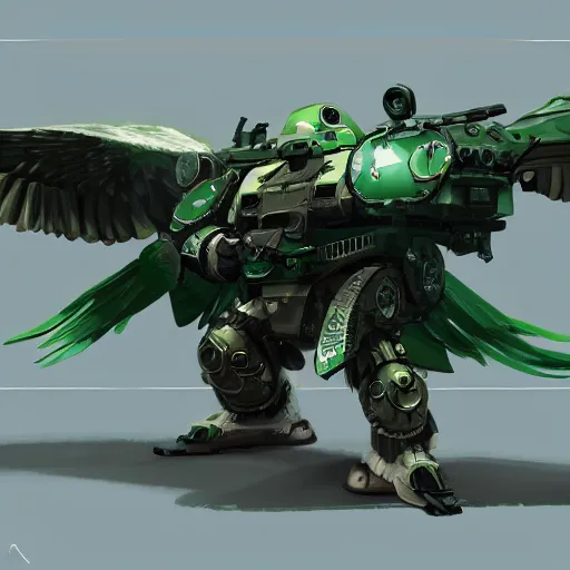 mechanized eagle with green and white body armor, | Stable Diffusion ...