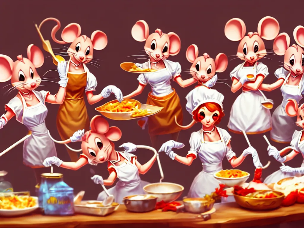 a team of cute anthropomorphic mouse girl maids | Stable Diffusion ...