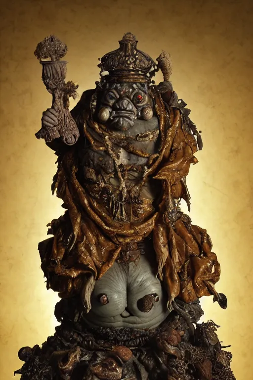 carved rock statue of matte fat god with wild pig | Stable Diffusion