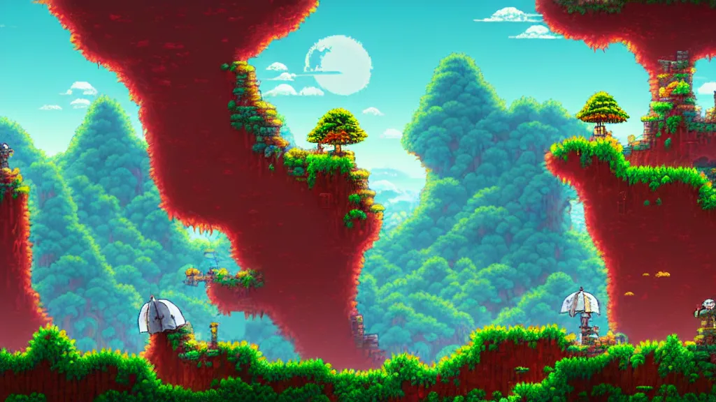 side scrolling castle landscape, studio ghibli, sharp, | Stable Diffusion