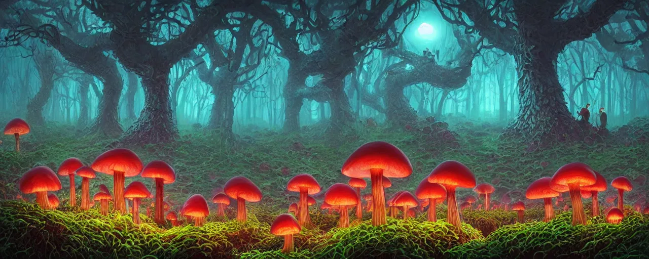 mushroom mangrove garden, toadstools, city, skyline, | Stable Diffusion ...