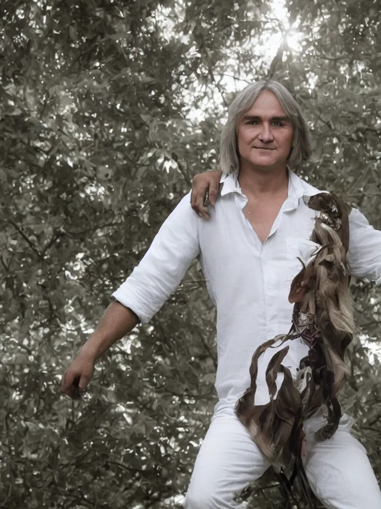 a portrait shot of Braco the gazer wearing a white | Stable Diffusion ...
