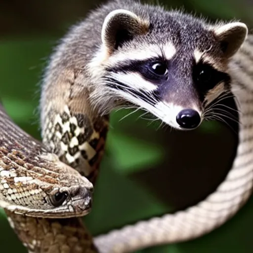 photo of a hybrid between a snake and a raccoon | Stable Diffusion