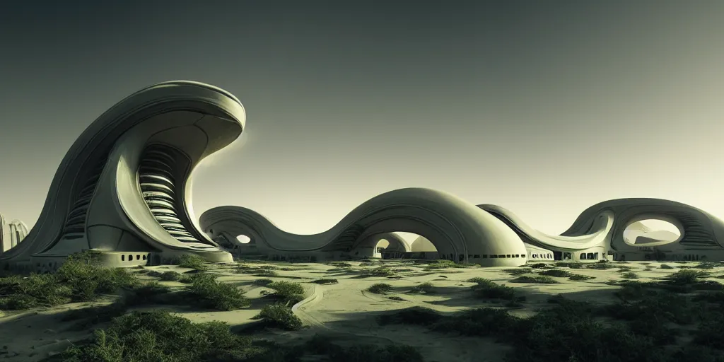 sci - fi concrete brutalist architecture in an alien | Stable Diffusion ...