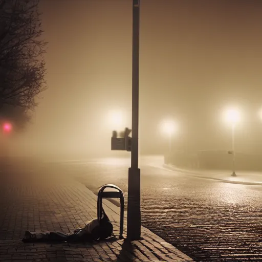 homeless man at bus stop with warm tinted strrt light | Stable ...