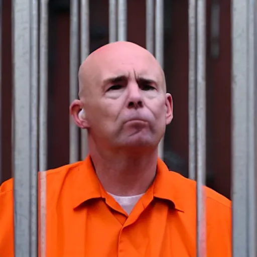 donald trump wearing orange prison jumpsuit, locked | Stable Diffusion