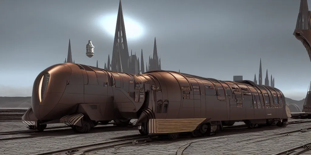 hybrid of streamline steel retro train and cathedral | Stable Diffusion