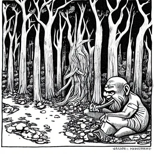 a forest being devoured by a troll, political cartoon | Stable ...