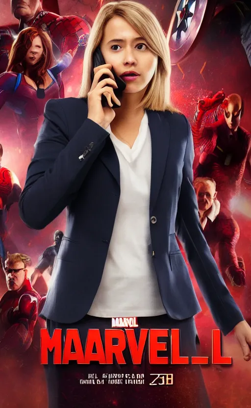 girl talking on a phone, in business clothes, marvel | Stable Diffusion ...