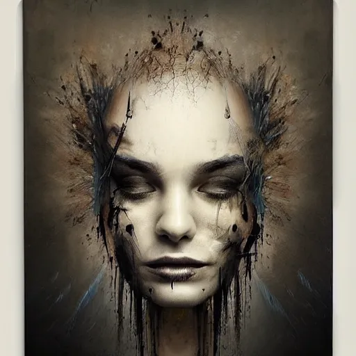 looking in the mirror somber sad painting artwork by | Stable Diffusion