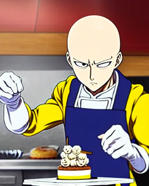 chef saitama one punch man, dressed as a pastry chef, | Stable ...