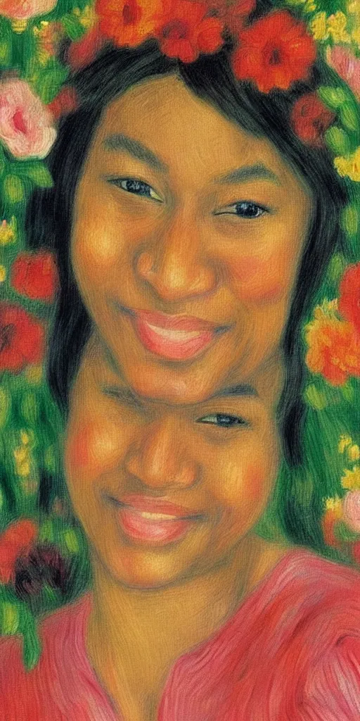 impressionist portrait of a smiling Black woman with | Stable Diffusion ...