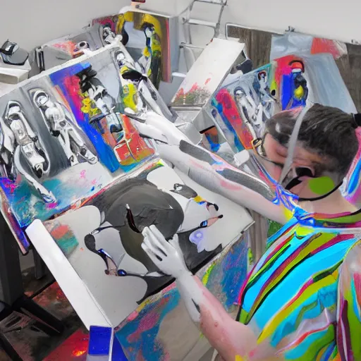 an infinite loop of robots painting themselves on | Stable Diffusion ...