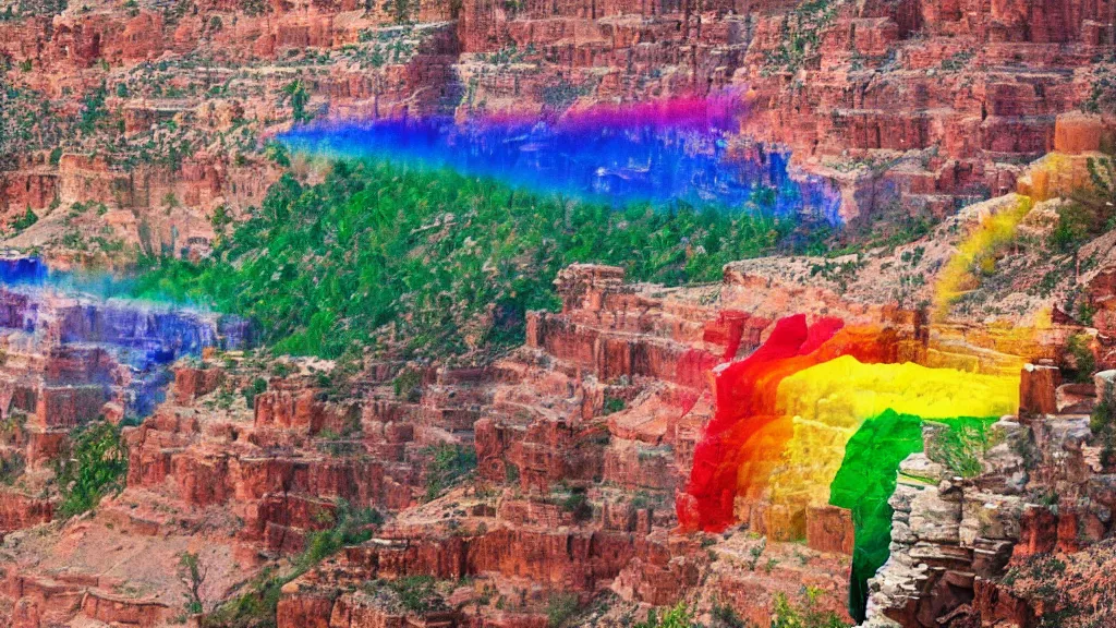 a wide angle view of a mural of a rainbow hawk painted | Stable ...