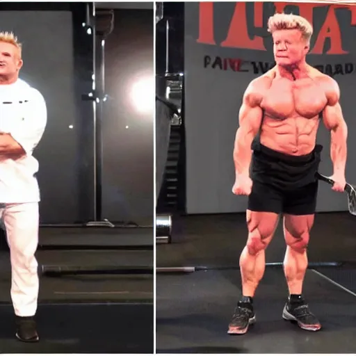 muscular gordon ramsay deadlifting his contestant, 4 | Stable Diffusion ...