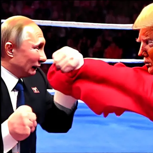 Vladimir Putin and Donald Trump fight in the ring, | Stable Diffusion ...