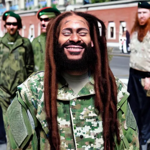 skinny redheaded soldier with long dreadlocks takes a | Stable ...