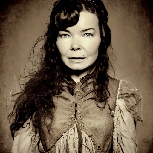 bjork in the old west, sepia tone, highly detailed, | Stable Diffusion