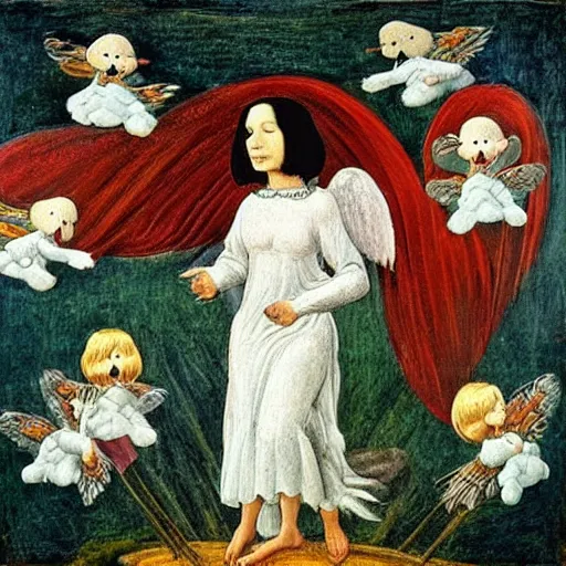 portrait of snoopy, standing on a cloud with angels. | Stable Diffusion ...