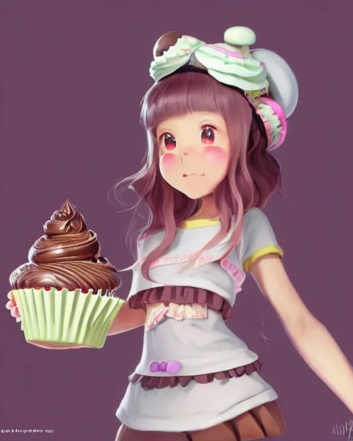 a girl as ( personification of chocolate cupcake ), | Stable Diffusion ...