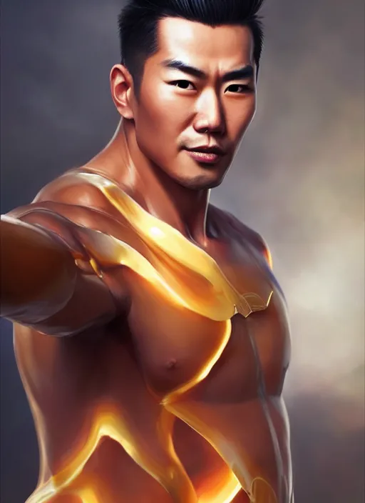 photo of a handsome asian man with honey superpowers | Stable Diffusion
