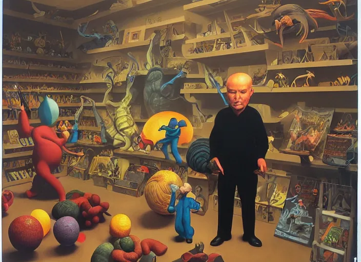 A grumpy man with a knife in his hand stands in a toy | Stable ...