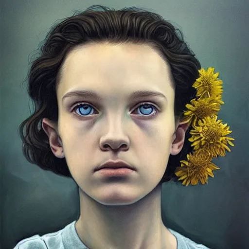 elegant portrait of Eleven from the stranger things by | Stable ...