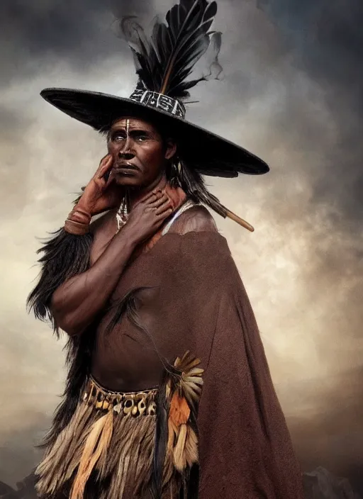 a beautiful matte painting of an indigenous man with | Stable Diffusion ...