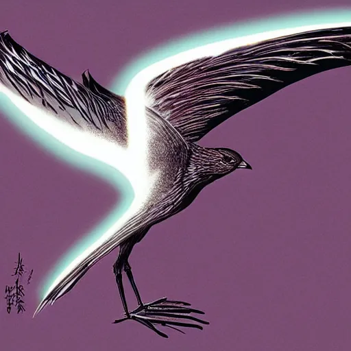 a full-metal neon-winged austral thrush, concept art | Stable Diffusion ...